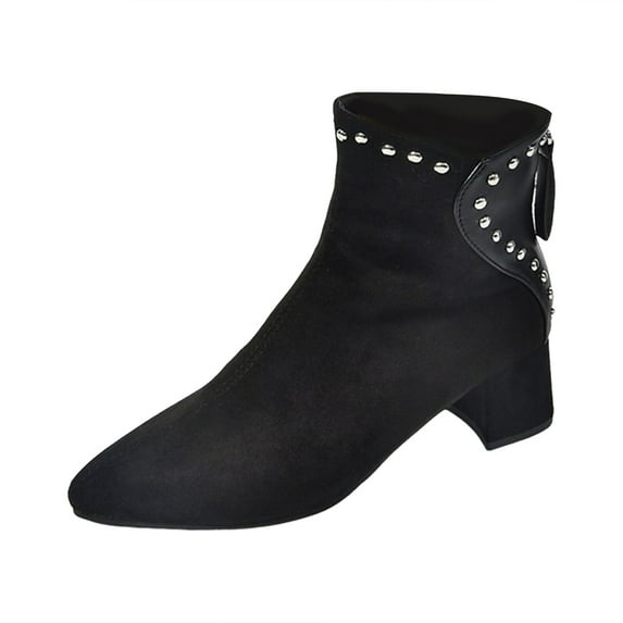 Ankle Boots for Women Chunky Heel Slip on Dress Sock Booties ...