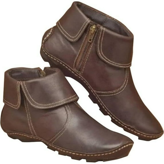 Ankle Boots for Women Low Heel, Zip-Up Booties with Arch Support for ...