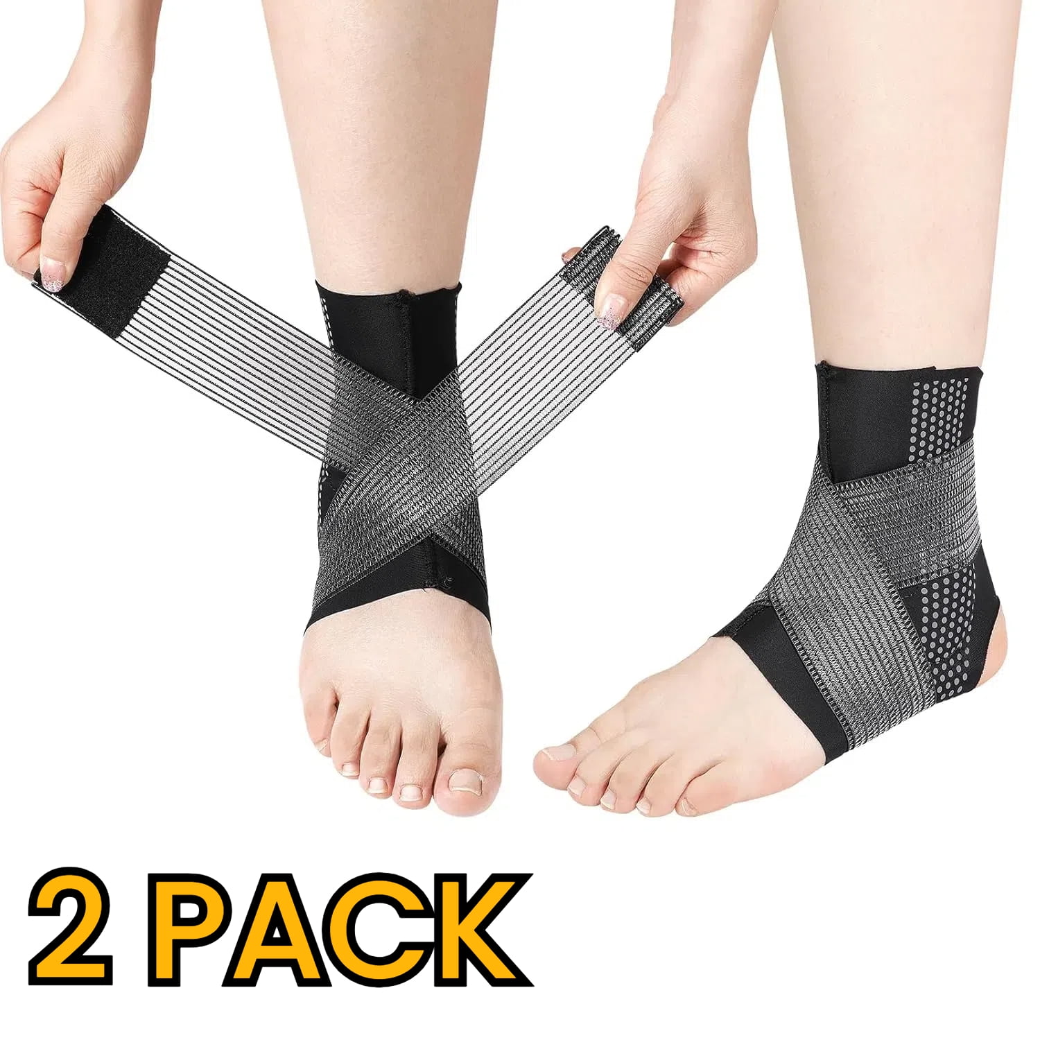 2 Pack Ankle Brace Ankle Wraps for Sprain, Compression Heel Sleeve Foot ...