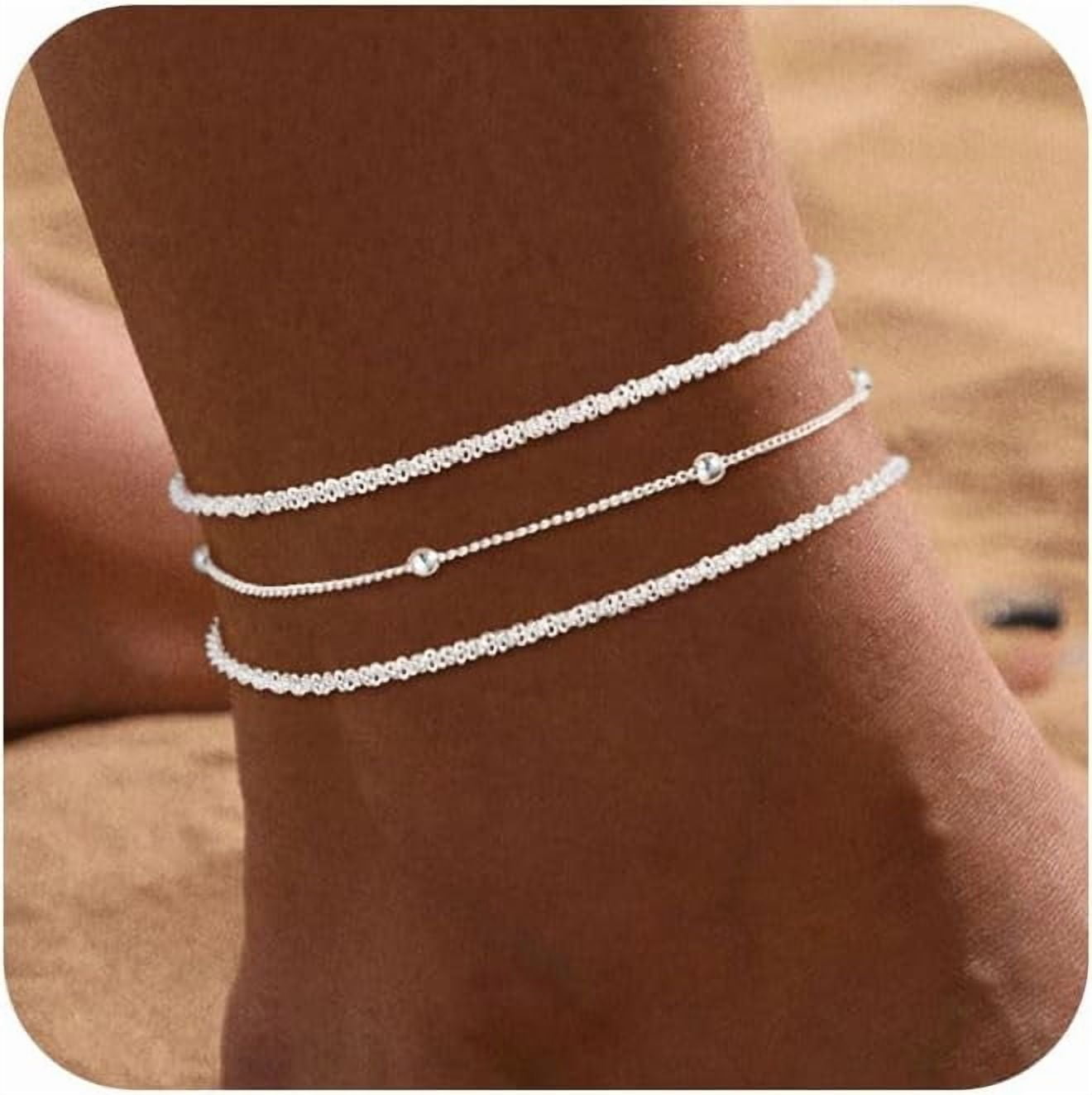 Ankle Bracelets for Women 14K Gold Plated Ankle Bracelets Waterproof ...