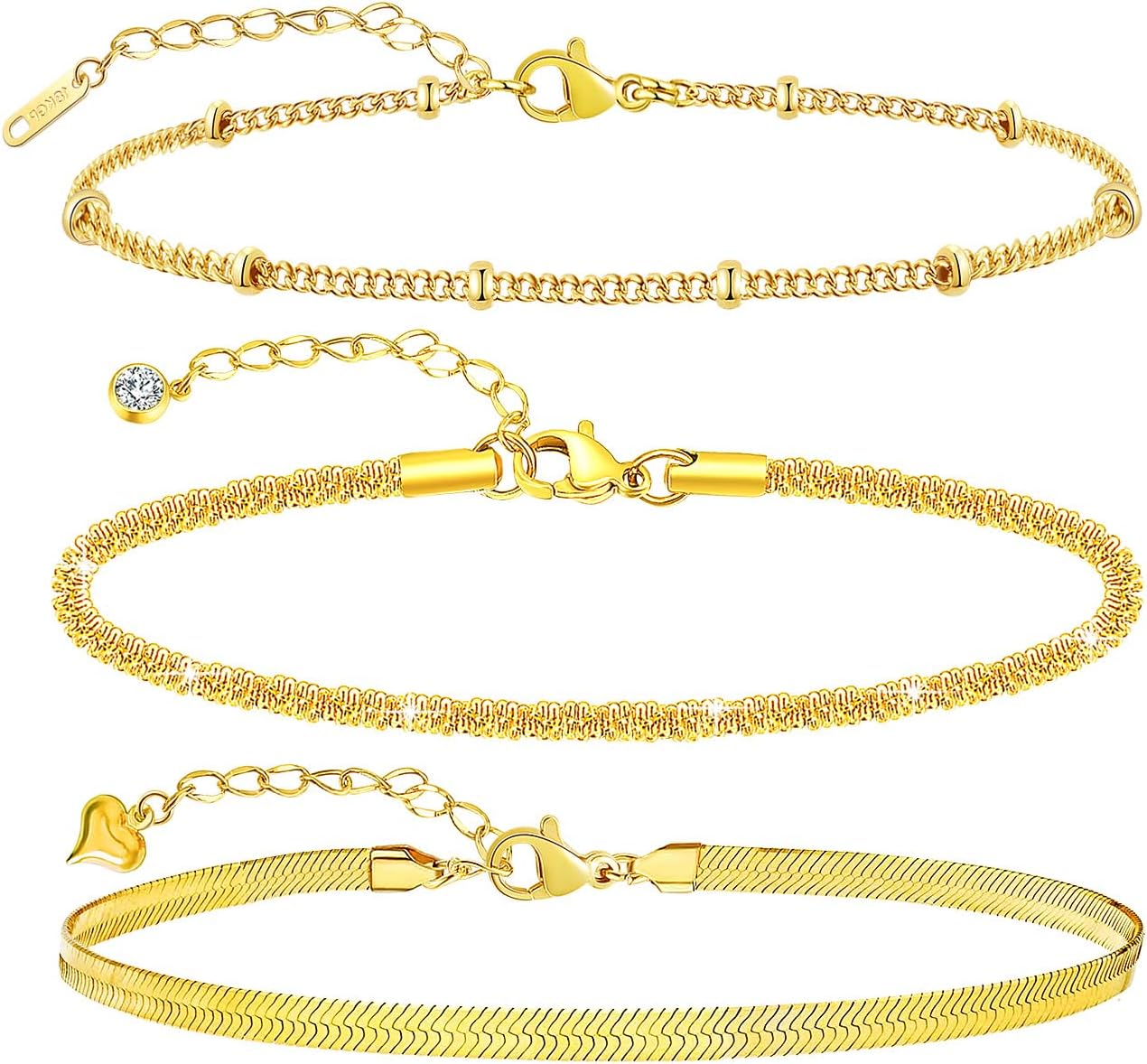 Ankle Bracelets For Women Waterproof Jewelry 18K Gold Plated Anklets For Women Waterproof Womens ...