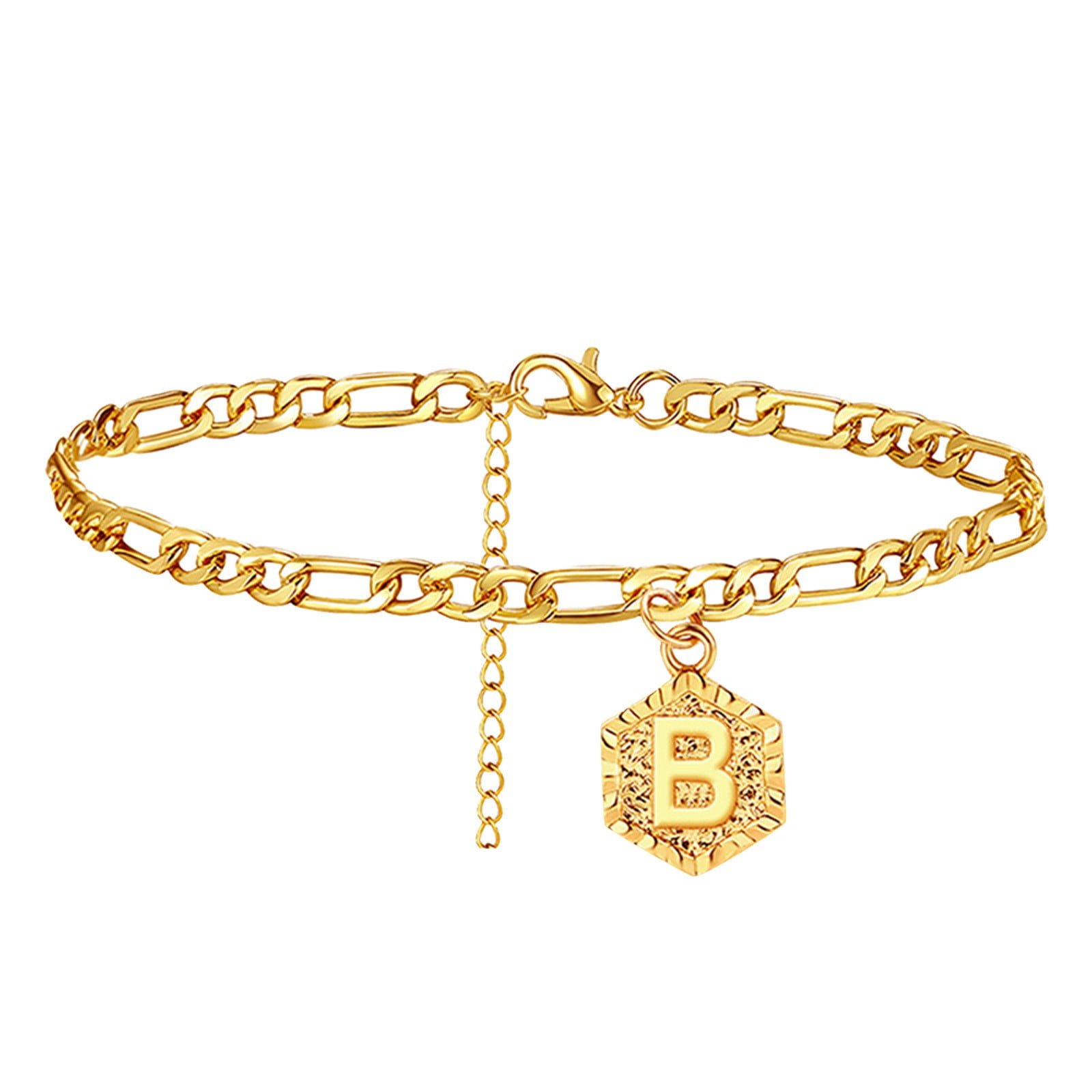 Ankle Bracelets for Women, Gold Plated Figaro Cuban Link Anklets Bracelet, Custom Name A-Z ...