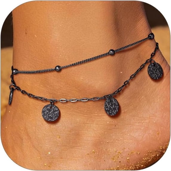 Ankle Bracelets for Women , Layered Stainless Steel Summer Beach ...
