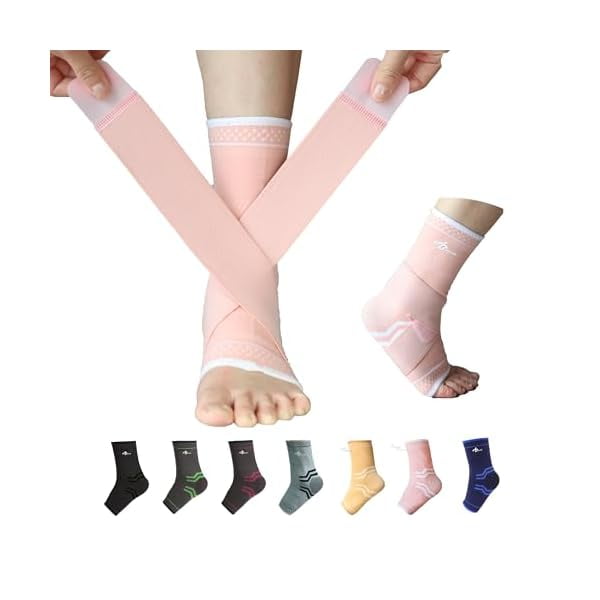 Ankle Compression Sleeve, Foot Sleeve (1 Pair) with strap, Ankle Brace ...