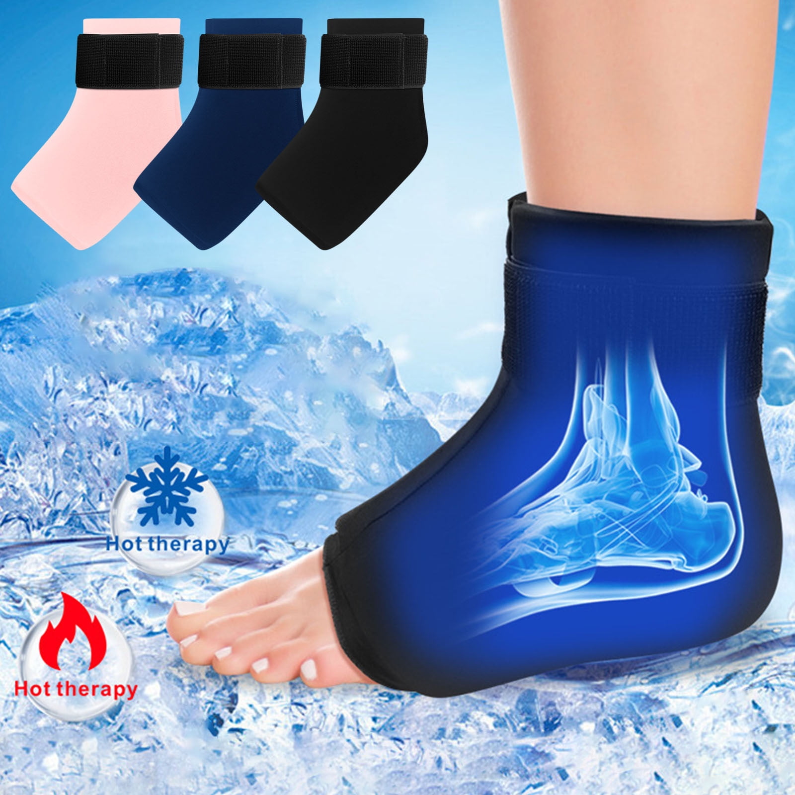 Ankle Ice Pack Wrap for Pain Relief | Reusable Hot Cold Gel Compression ...