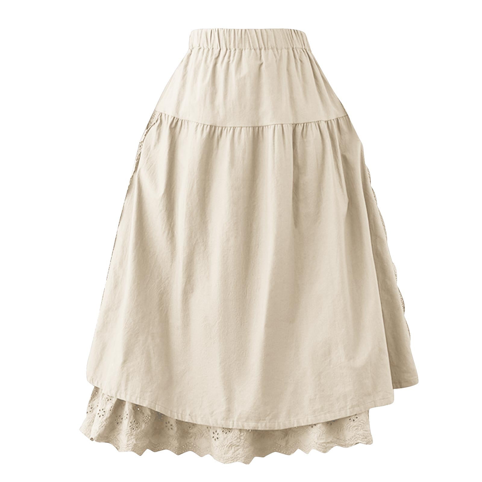 Ankle-Length Skirts for Women Stretched-Waist Embroidered Inner Lining ...
