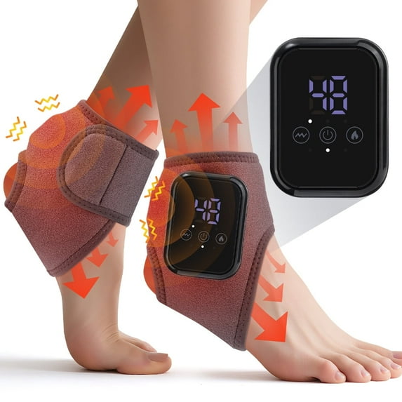 Ankle Massager with Heat, Heated Foot Brace Wrap, Foot Massager with 3 ...