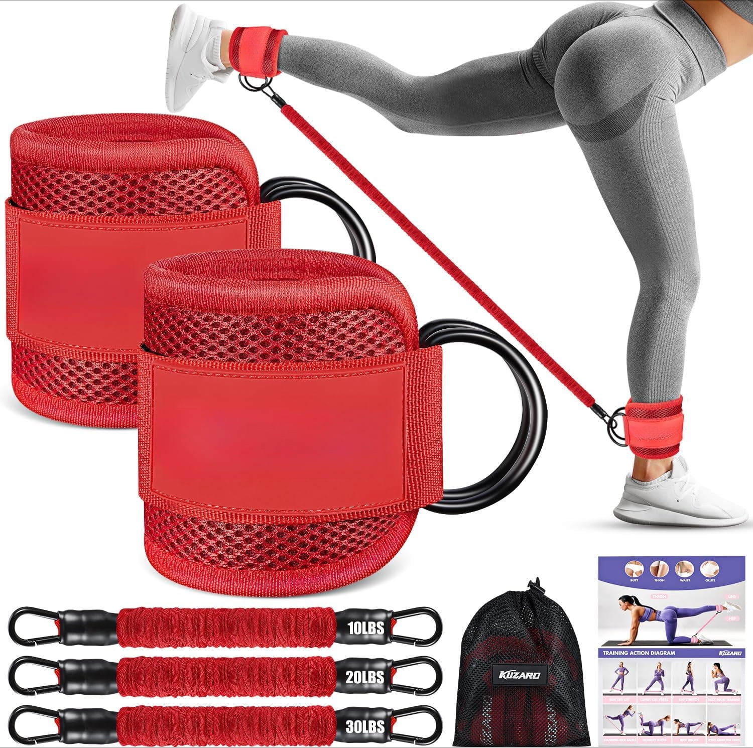 Ankle Resistance Bands with Cuffs, Ankle Weights Bands for Working Out ...