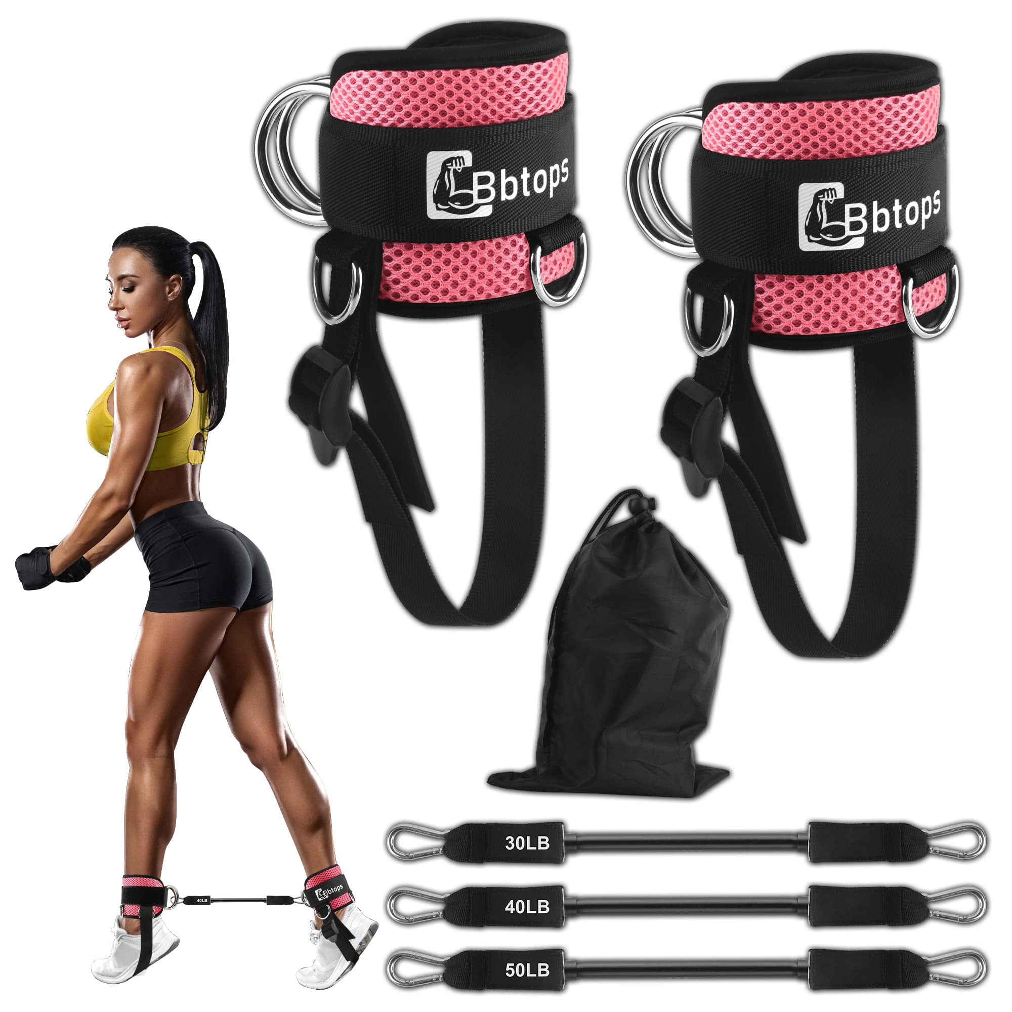 Ankle Resistance Bands with Cuffs，Butt Glutes Workout Equipment ...