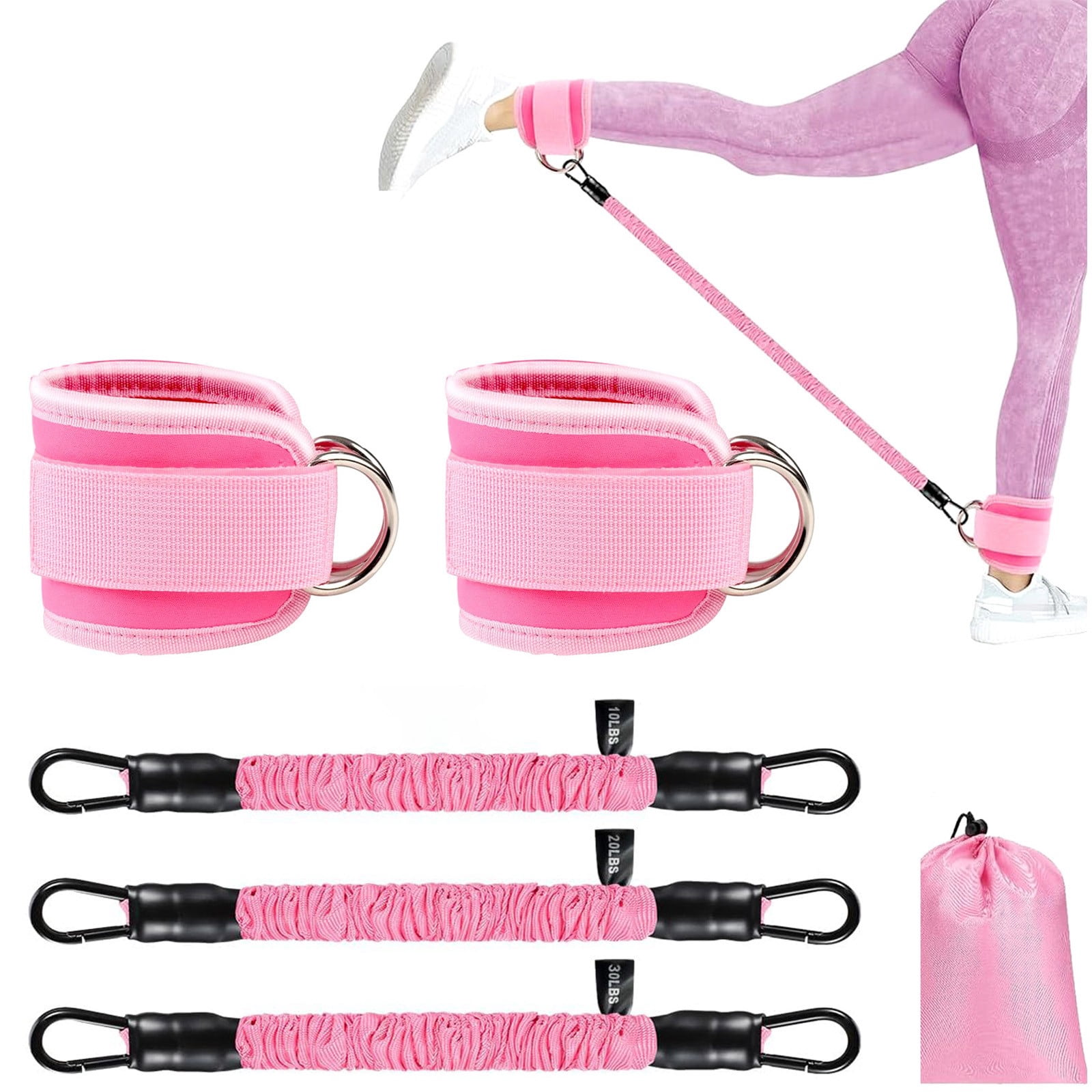 Ankle Resistance Bands with Cuffs & Fabric Resistance Bands Set - Legs ...