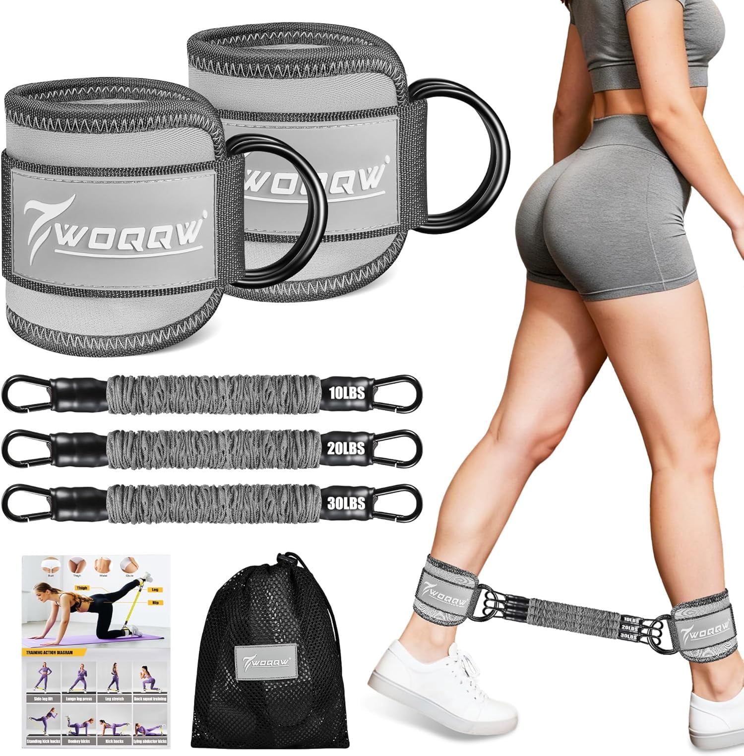 Ankle Resistance Bands with Cuffs, and Glutes Workout Equipment ...