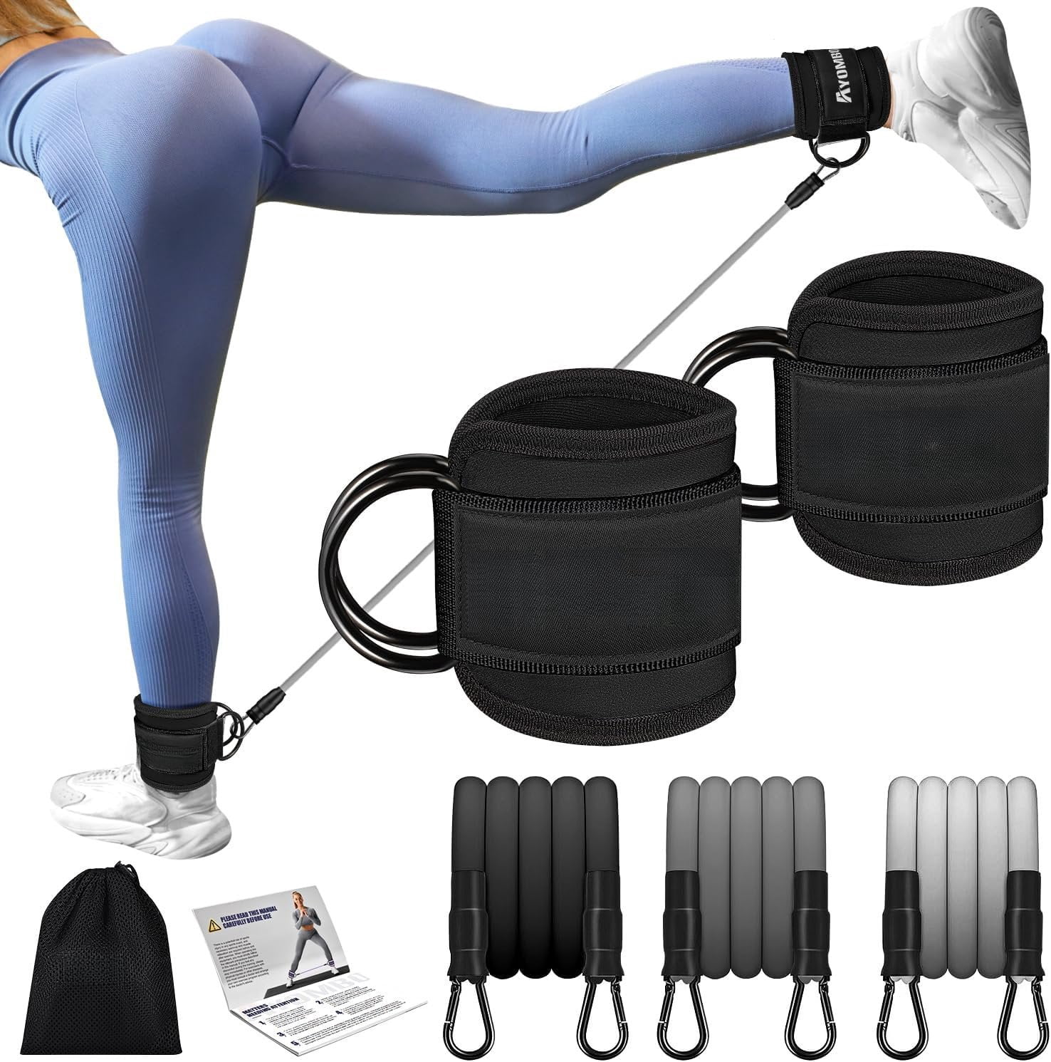Ankle Resistance Bands with Cuffs, Gym Workout Equipment, Lifting Glute ...