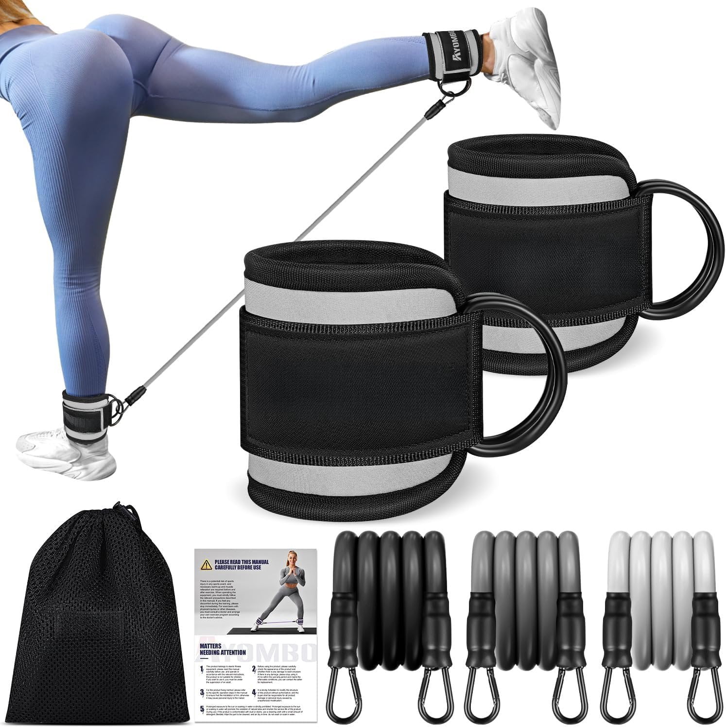Ankle Resistance Bands with Cuffs, Gym Workout Equipment, Lifting Glute ...
