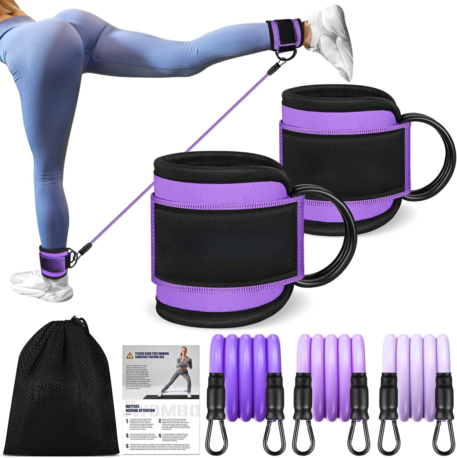 Ankle Resistance Bands with Cuffs, Home Gym Workout Equipment, Lifting ...