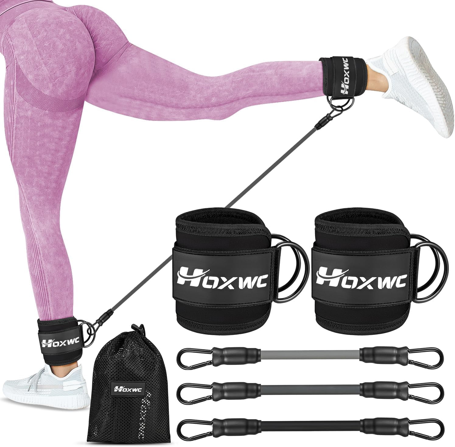 Ankle Resistance Bands with Cuffs for Leg and Booty Workouts, Exercise ...