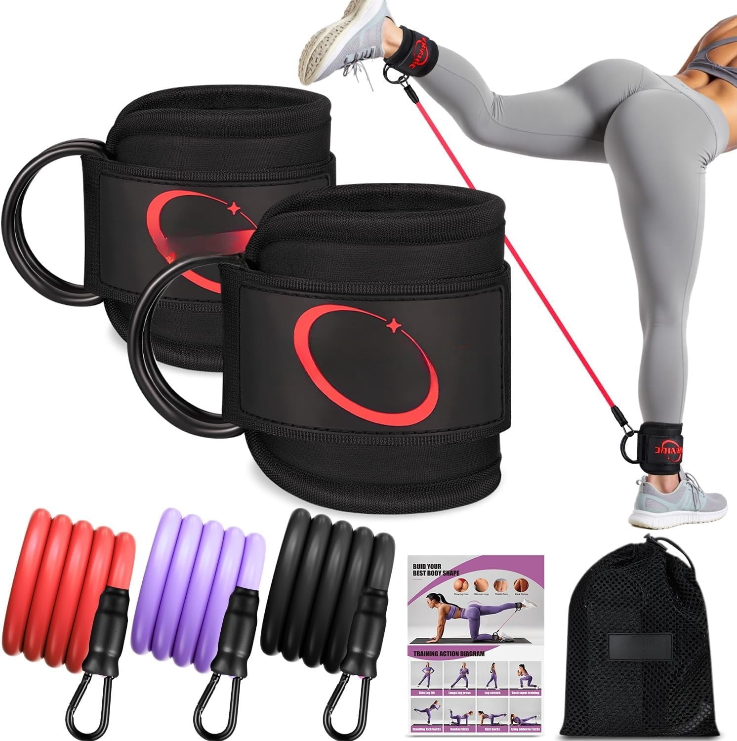 Ankle Resistance Bands with Cuffs, Resistance Bands for Working Out ...