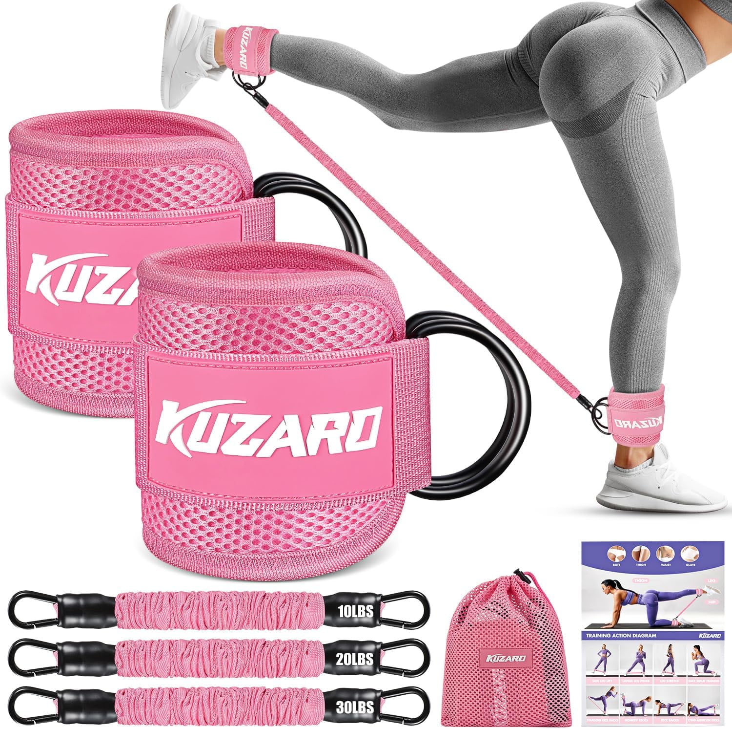 Ankle Resistance Bands with Cuffs, Weights for Working Out, Women Leg ...