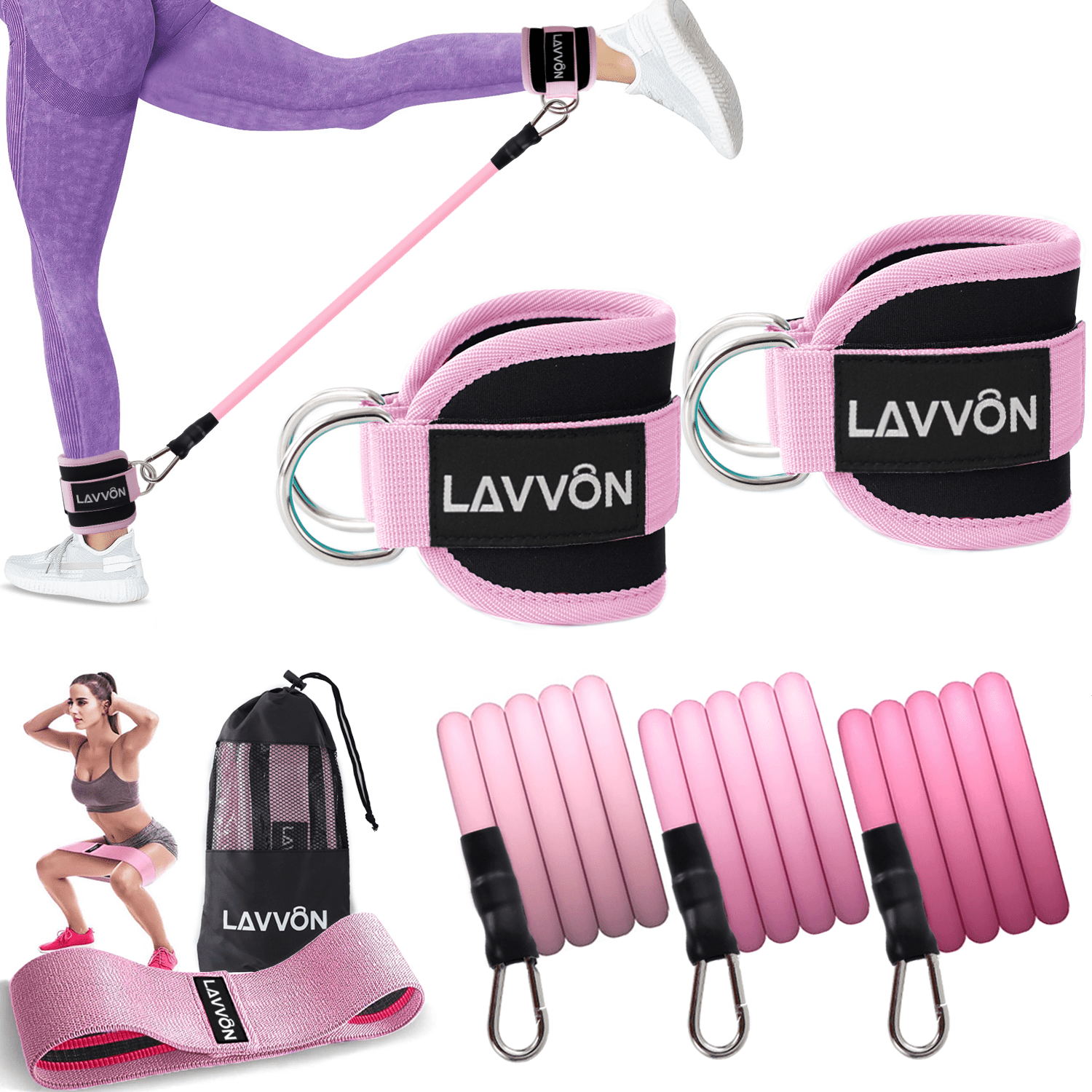 LAVVON, Ankle Resistance Bands with Cuffs, Ankle Resistance Bands for ...