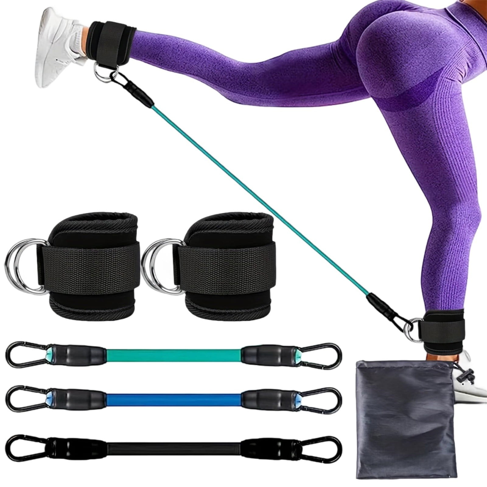 Ankle Resistance Bands Set (5 Pcs) – Stretchy Breathable Ankle Straps ...