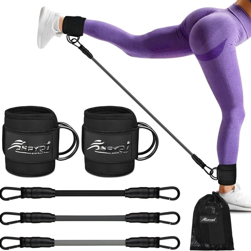 Ankle Resistance Bands Set - Adjustable Cuff Straps for Glute/Kickback ...