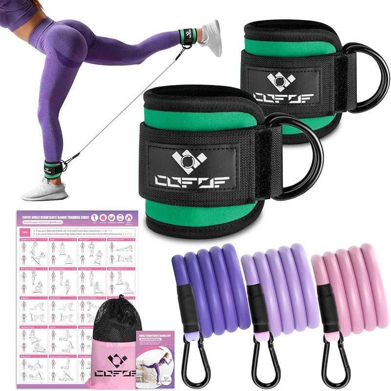 Ankle Resistance Bands With Cuffs for Working Out, Kickbacks, Hip, Leg ...