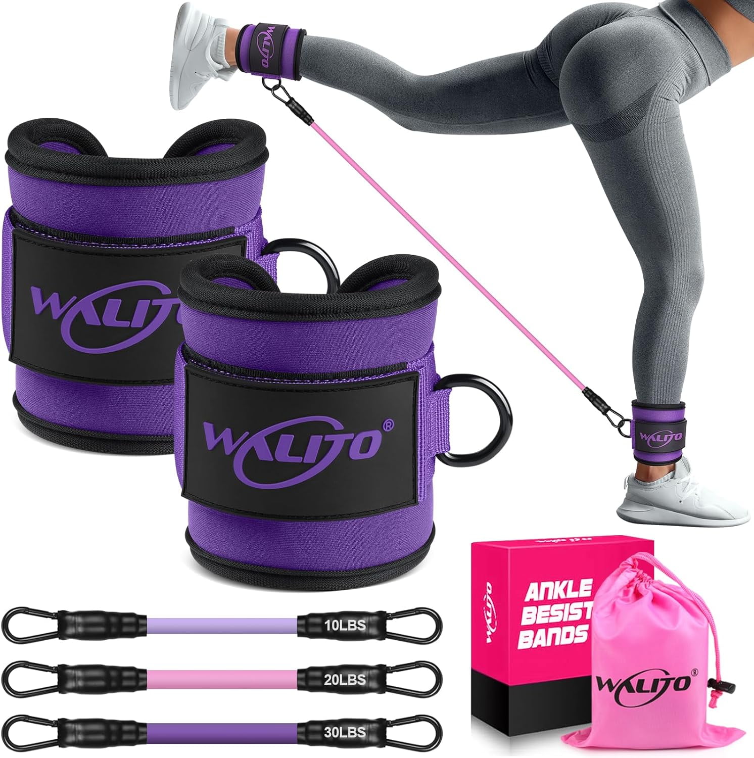 Ankle Resistance Bands with Cuffs, Exercise Bands for Legs and Butt ...