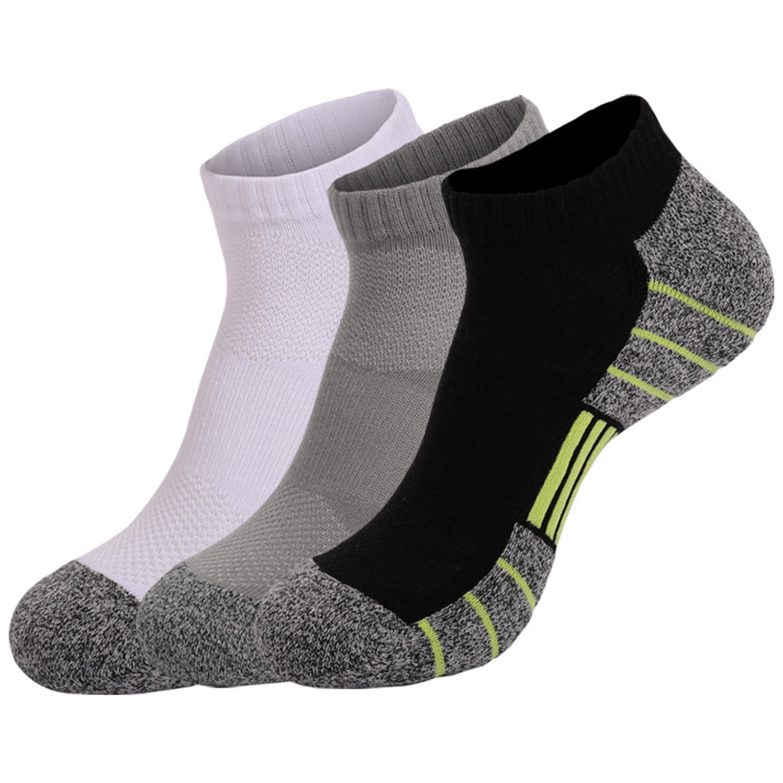 Ankle Socks for Men Women 3 Pack Moisture-Wicking Cotton Non-Slip Color-Block Multipack Thick ...