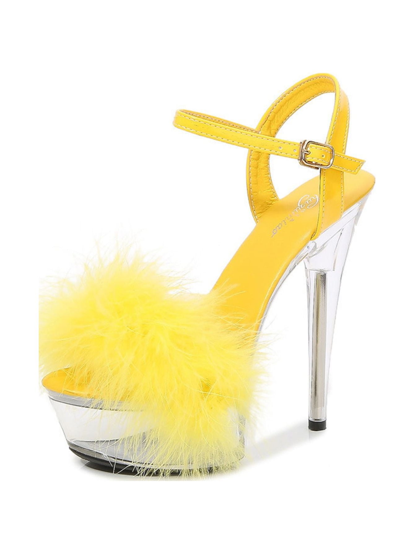 Ankle Strap Clear Platform Sandals Fluffy Heels Stiletto - Walmart.com