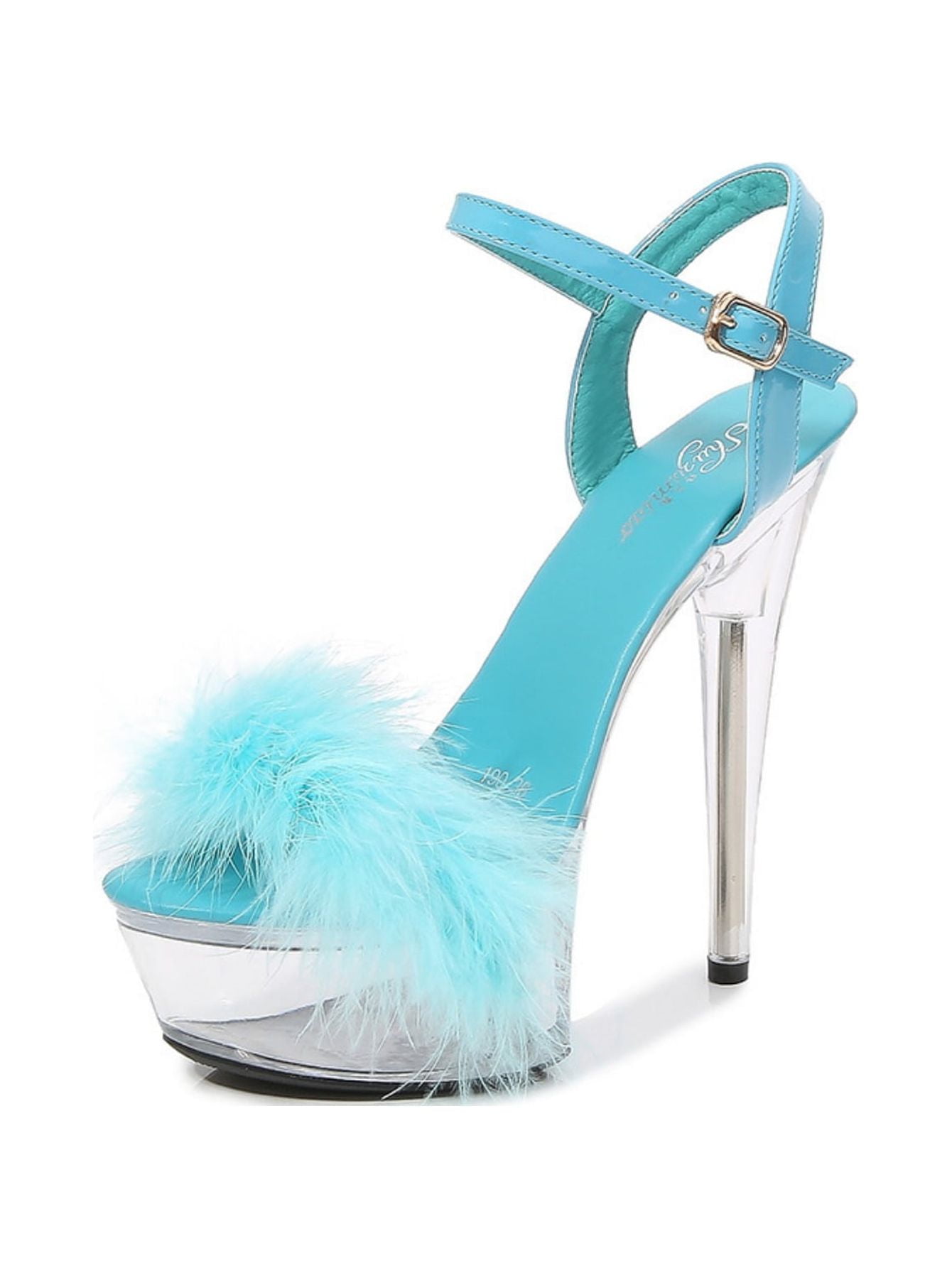 Ankle Strap Clear Platform Sandals Fluffy Heels Stiletto - Walmart.com