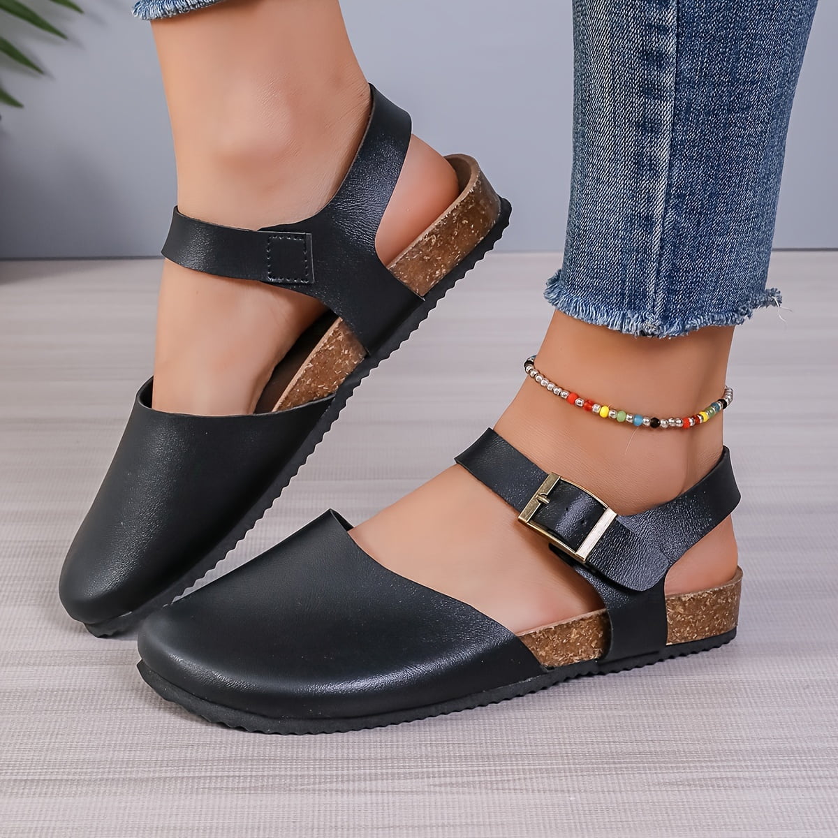 Ankle Strap Sandals - Secure Buckle Closure - Lightweight Comfort Sole ...