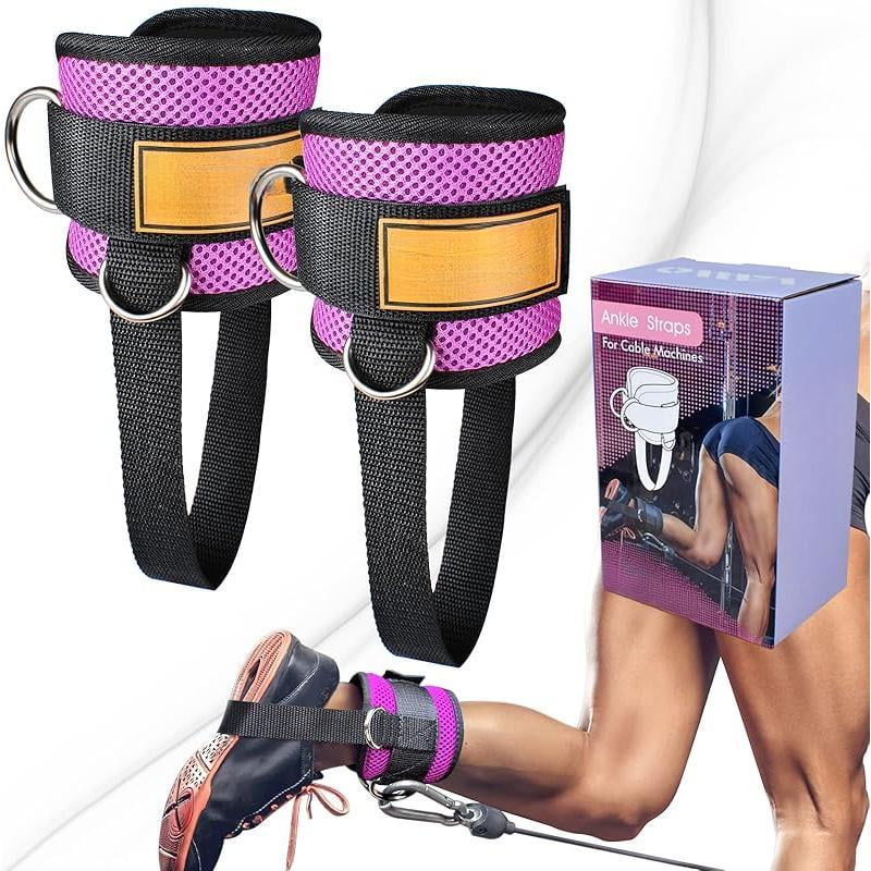 Ankle Straps for Cable Machines,Adjustable Comfort fit Neoprene, Reinforce Double D-Ring ...
