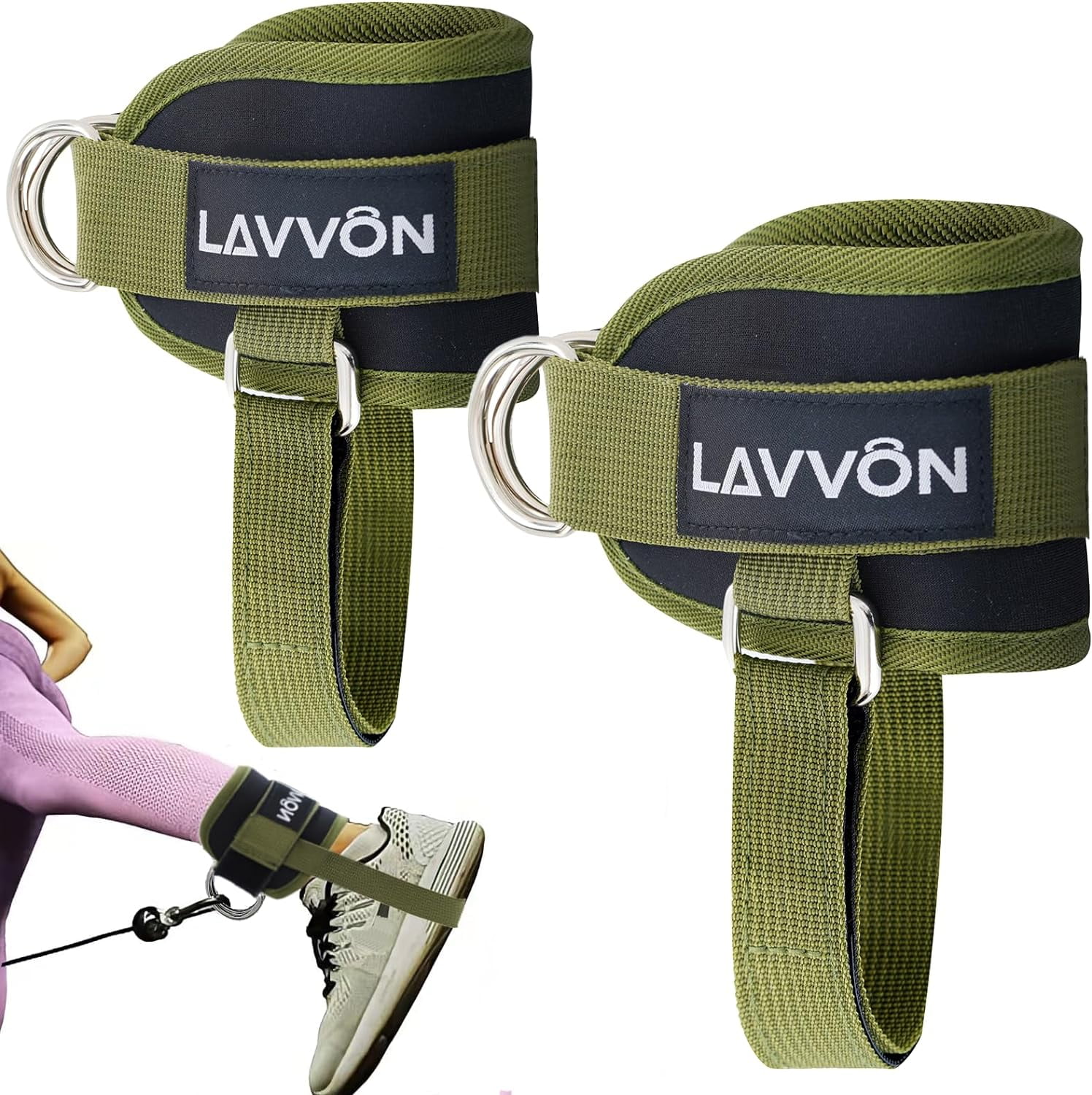 LAVVON Heavy-Duty Multipurpose Adjustable Gym Ankle Straps for Cable ...