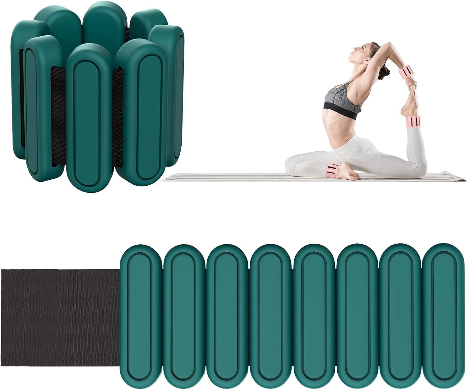 Ankle Weights for Women Set of 2 (1Lb Each), Adjustable Silicone ...