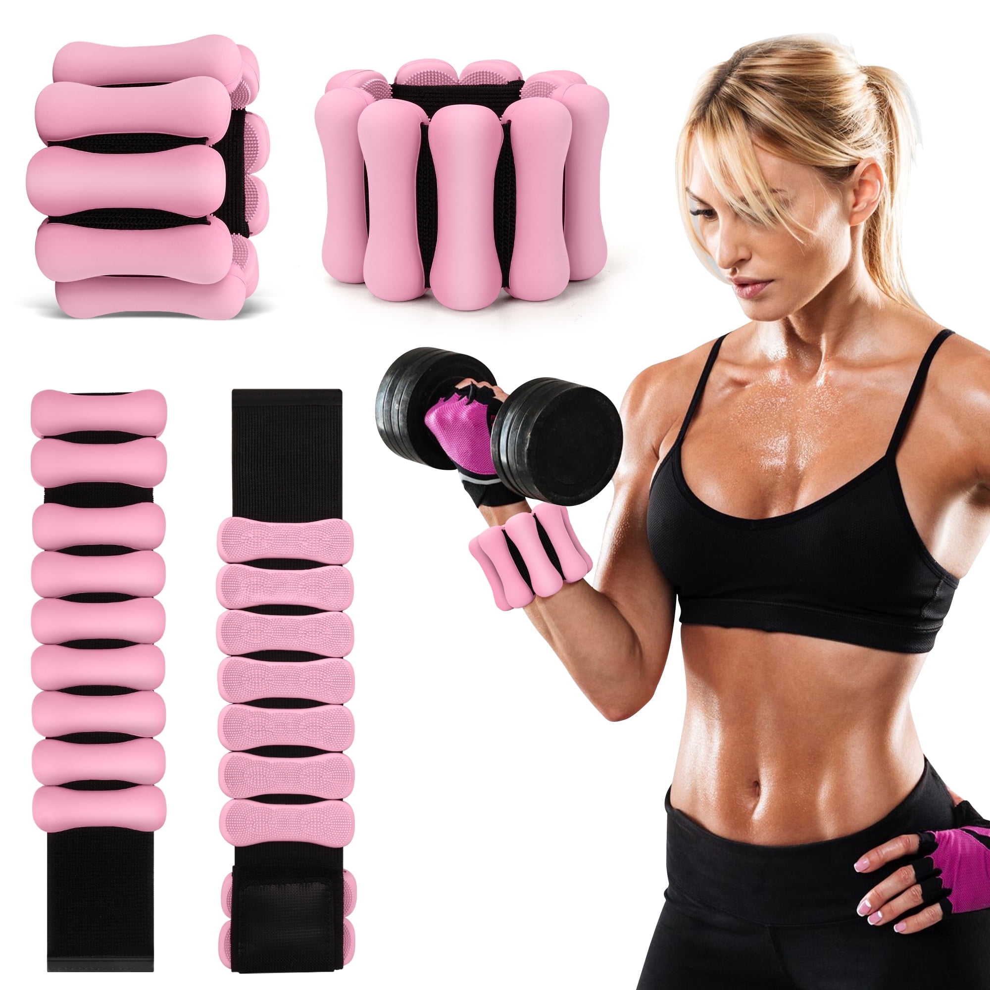 Ankle Weights, 2lbs Adjustable Wrist Weighted Bracelet for Women & Men – Set of 2 Wrist Weights ...