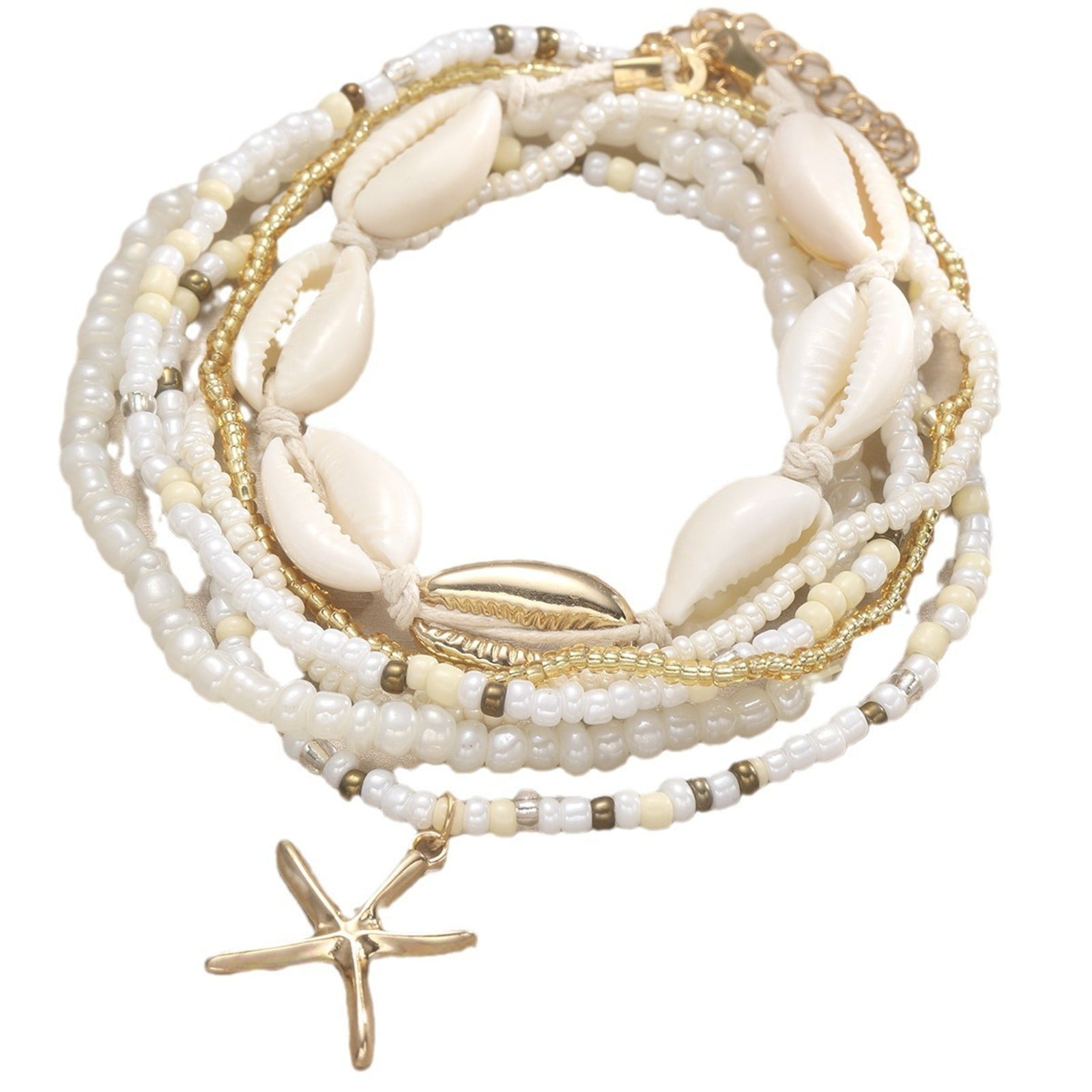 Anklet Bracelet For Women Colorful Stackable Boho Seashell Beaded Beach ...