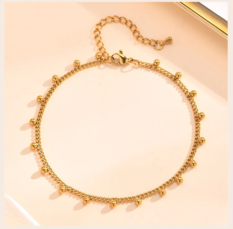 Anklet Bracelet on Legs 14K Yellow Gold ,waterproof Adjustable Beach ...
