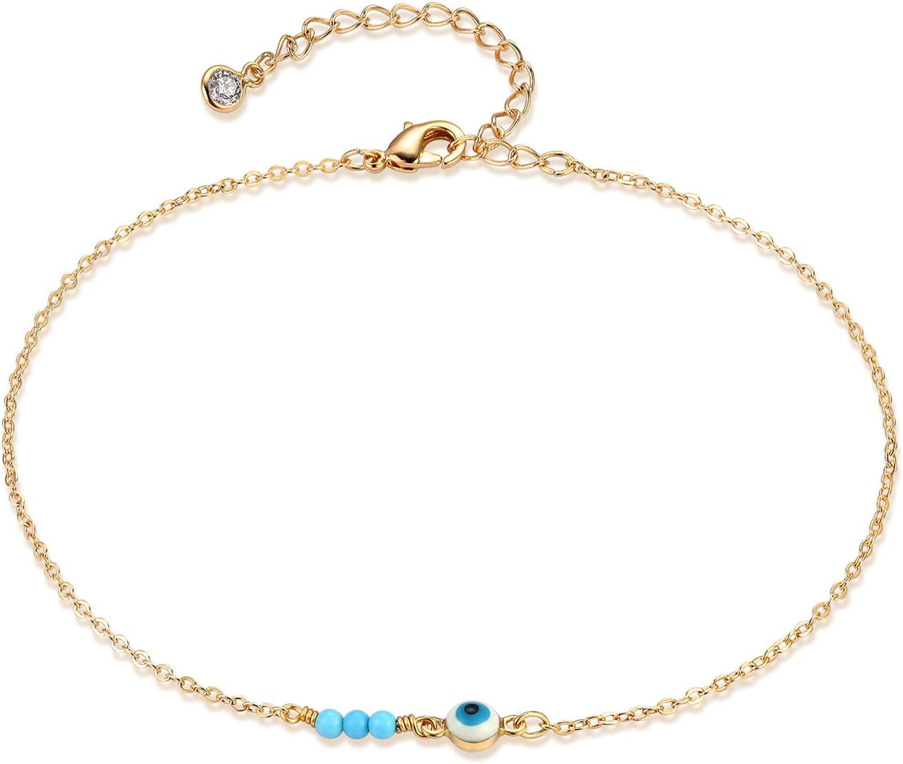 Anklet Bracelets for Women Gold Plated Dainty Waterproof Anklet Charm Bracelet Summer Beach Foot ...