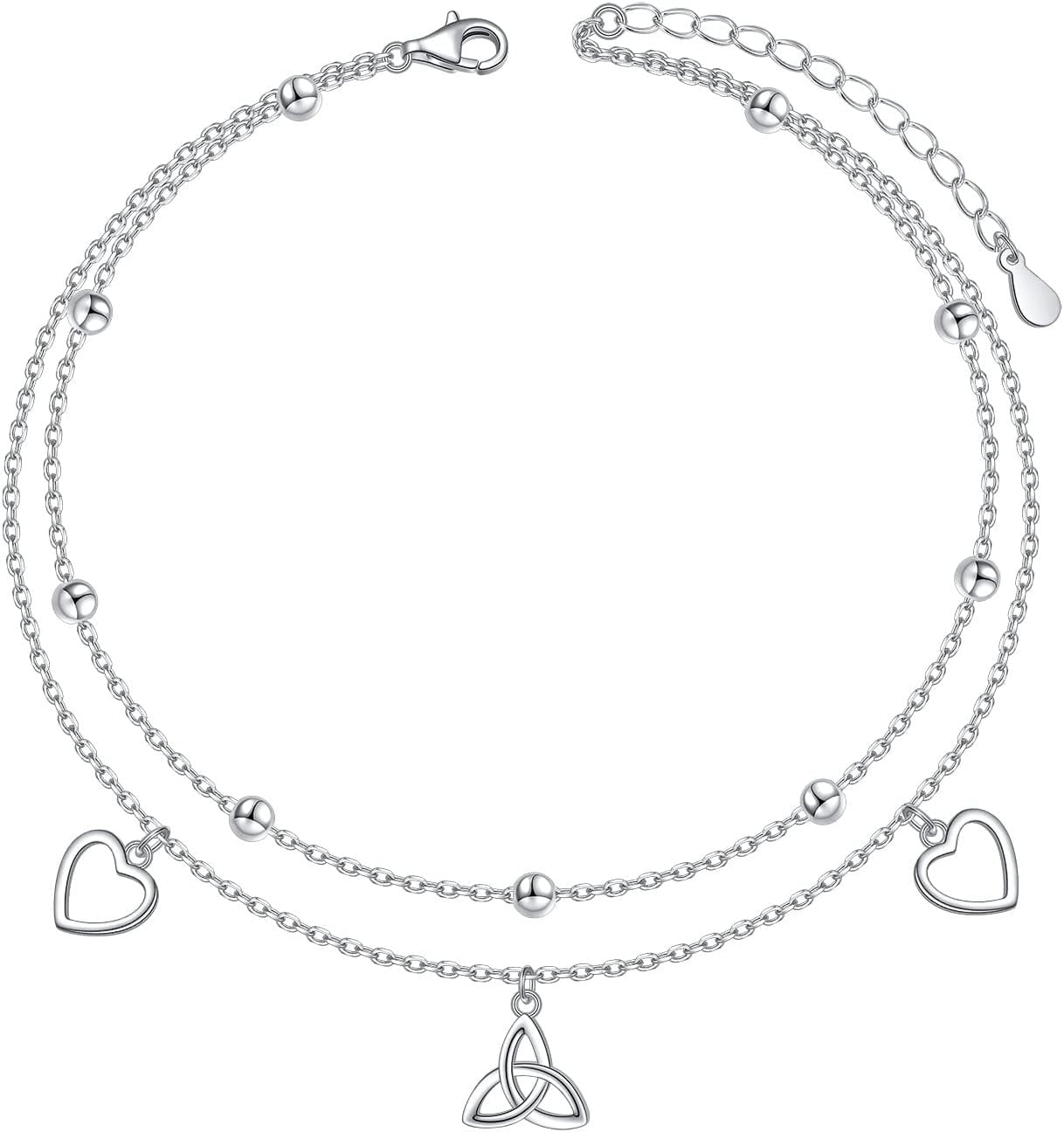 Anklet For Women S925 Sterling Silver Beach Style Foot Layered Adjustable Ankle Bracelet Disc ...