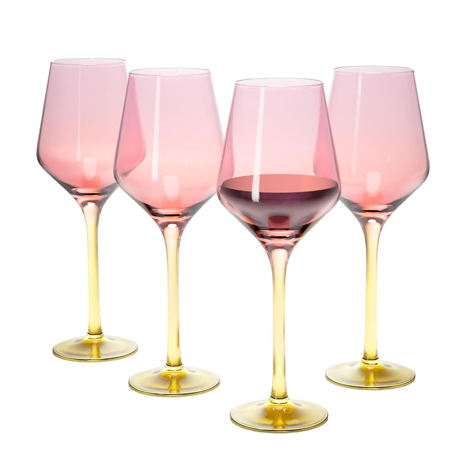 Anko Australia Dual Tone Wine Glasses Set of 4 500ml Pink Yellow Wine ...