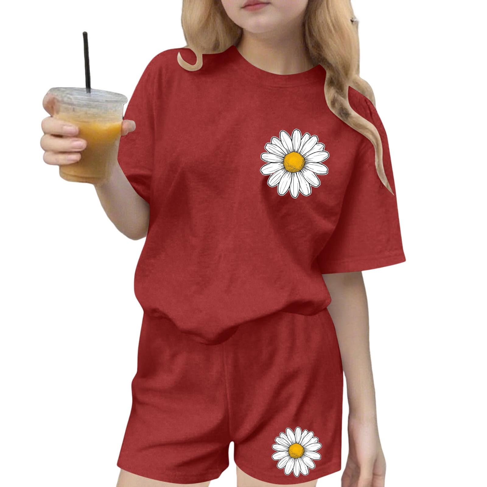 Ankola Girls Summer 2 Piece Outfits Casual Lounge Sets Shorts Sleeve ...