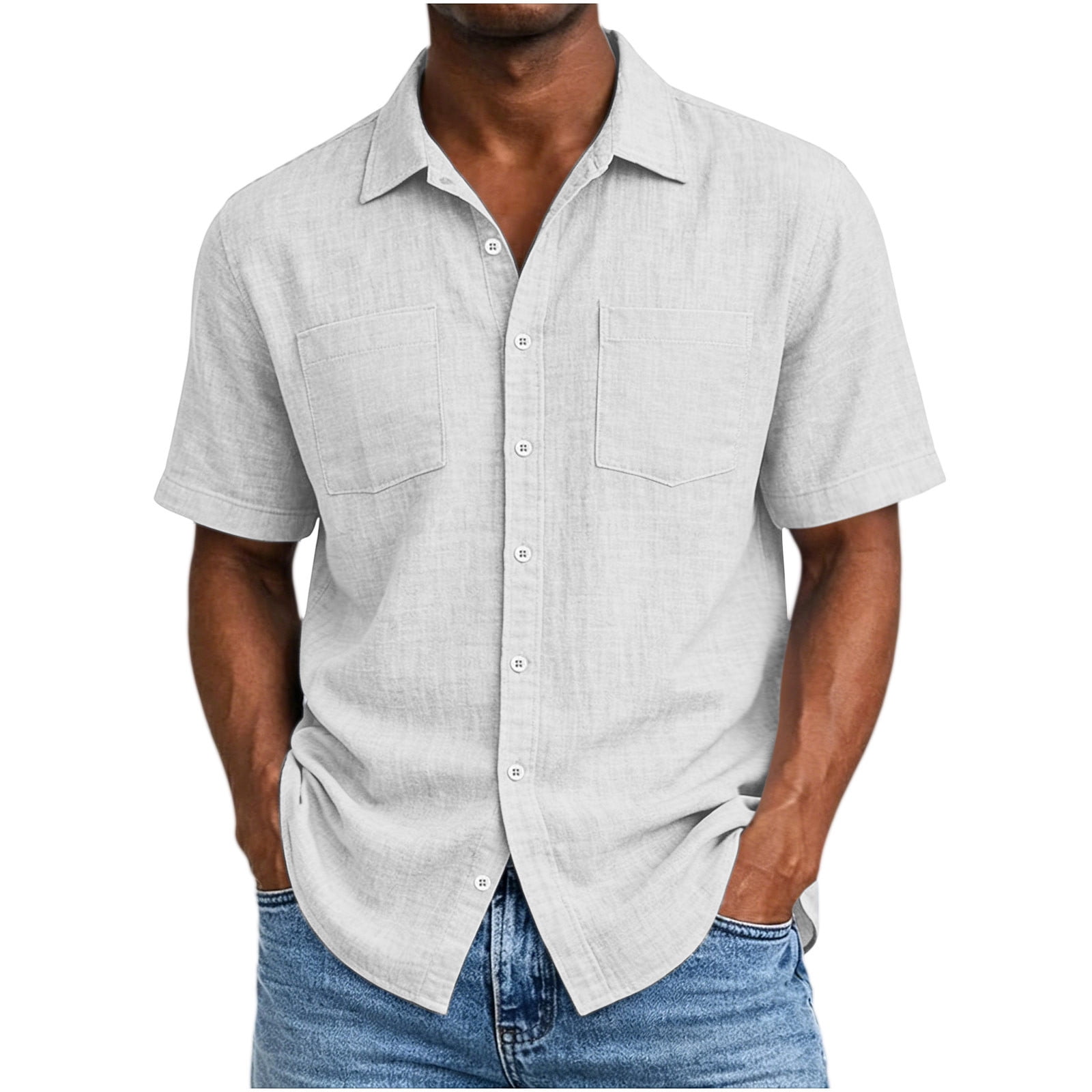 Ankola Men's Cotton Short Sleeve Shirts Cotton Casual Button Down Shirt ...