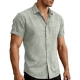 Ankola Men's Linen Shirts Short Sleeve Casual Shirts Button Down Shirt ...