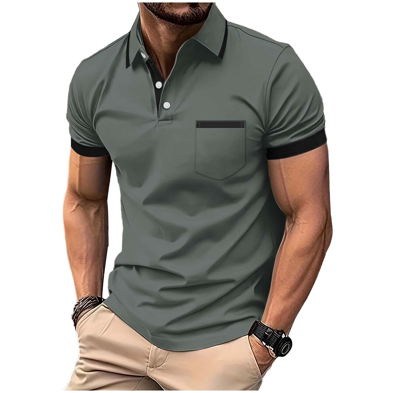 Ankola Mens Polo Shirts Casual Short Sleeve Athletic T-Shirts Classic ...