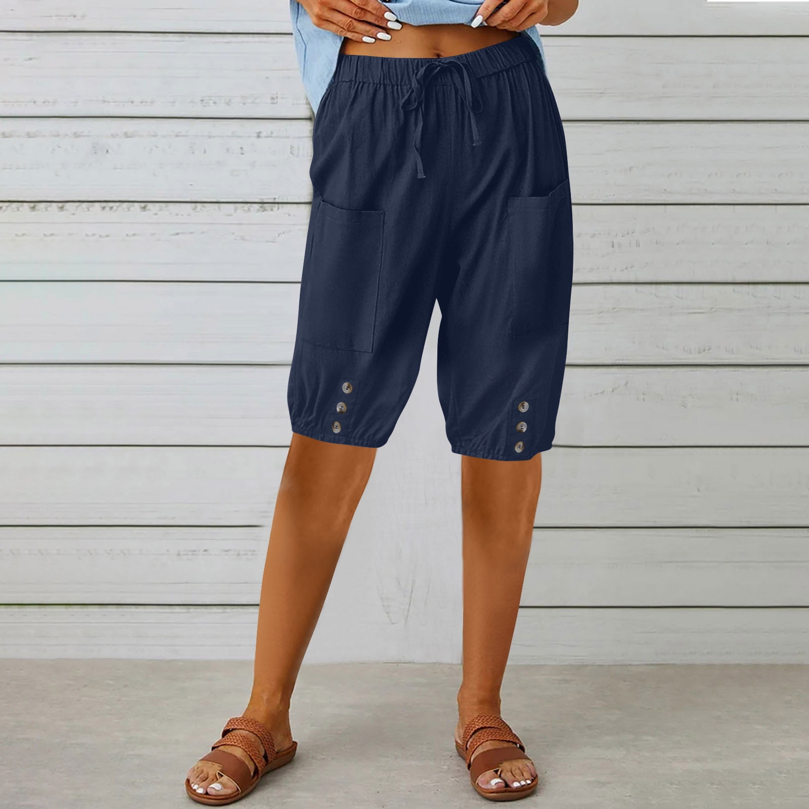 Ankola Summer Shorts for Women 2024 Button Drawstring High Waisted ...