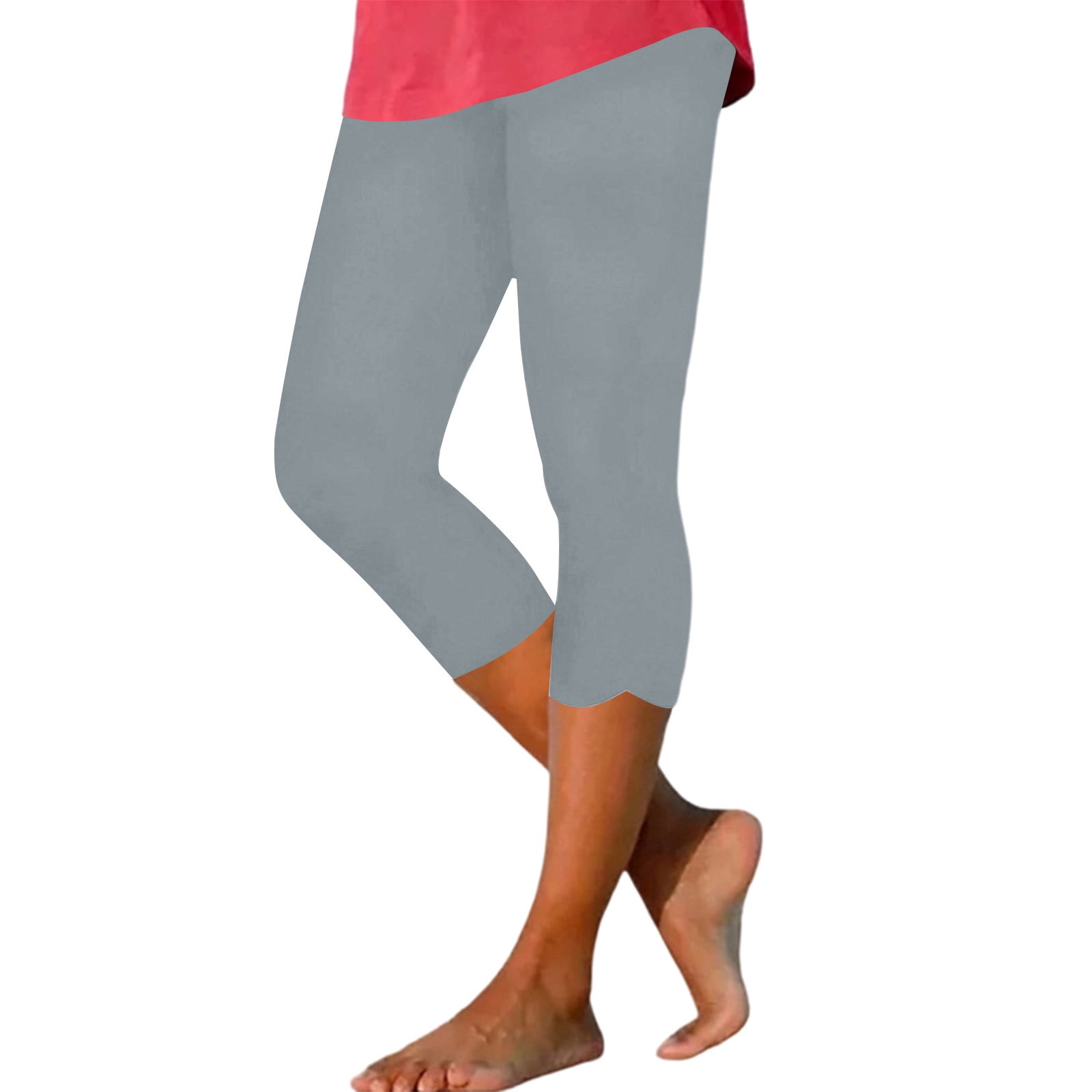 Ankola Trendy Capri Leggings for Women Solid Color High Waisted Yoga ...