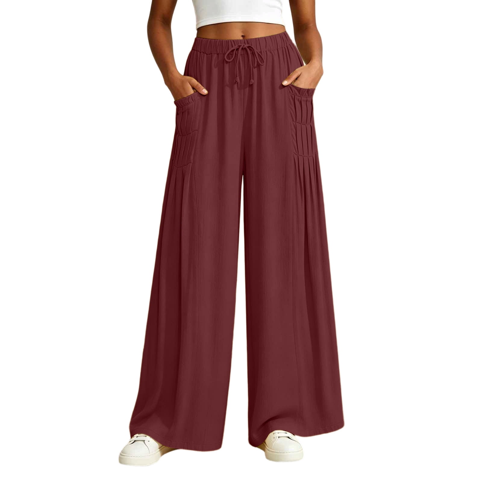 Ankola Women Cotton Palazzo Pants Summer Wide Leg Boho Drawstring ...
