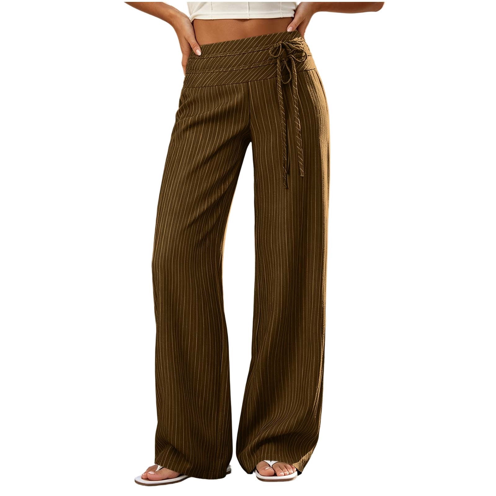 Ankola Women's Summer Casual Waist Wide Leg Loose Cotton Linen Palazzo ...