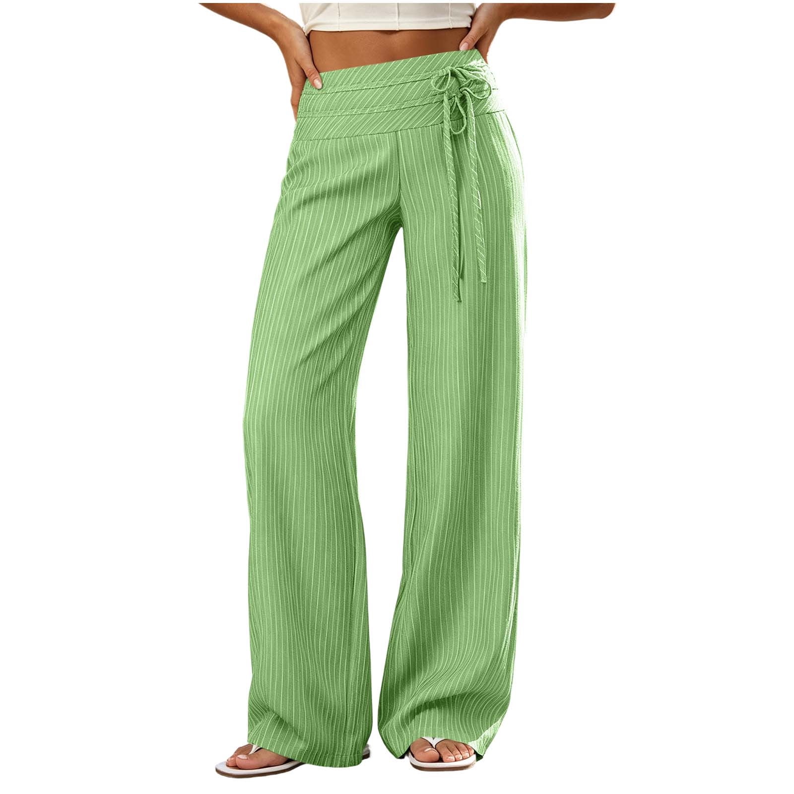 Ankola Women's Summer Casual Waist Wide Leg Loose Cotton Linen Palazzo ...