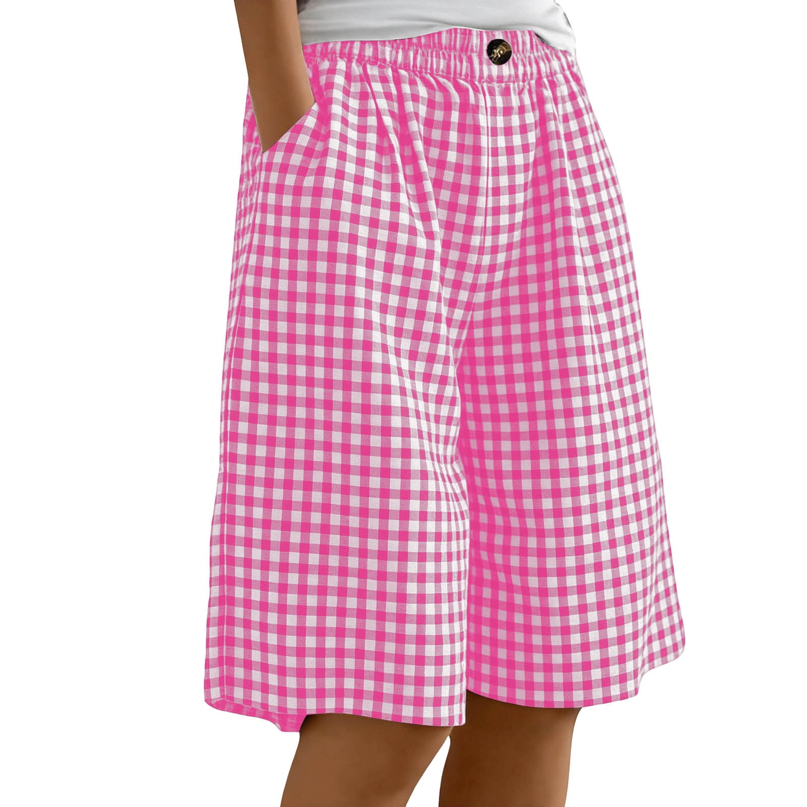 Ankola Womens Cute Shorts Trendy Summer Elastic Waist Casual Cotton ...