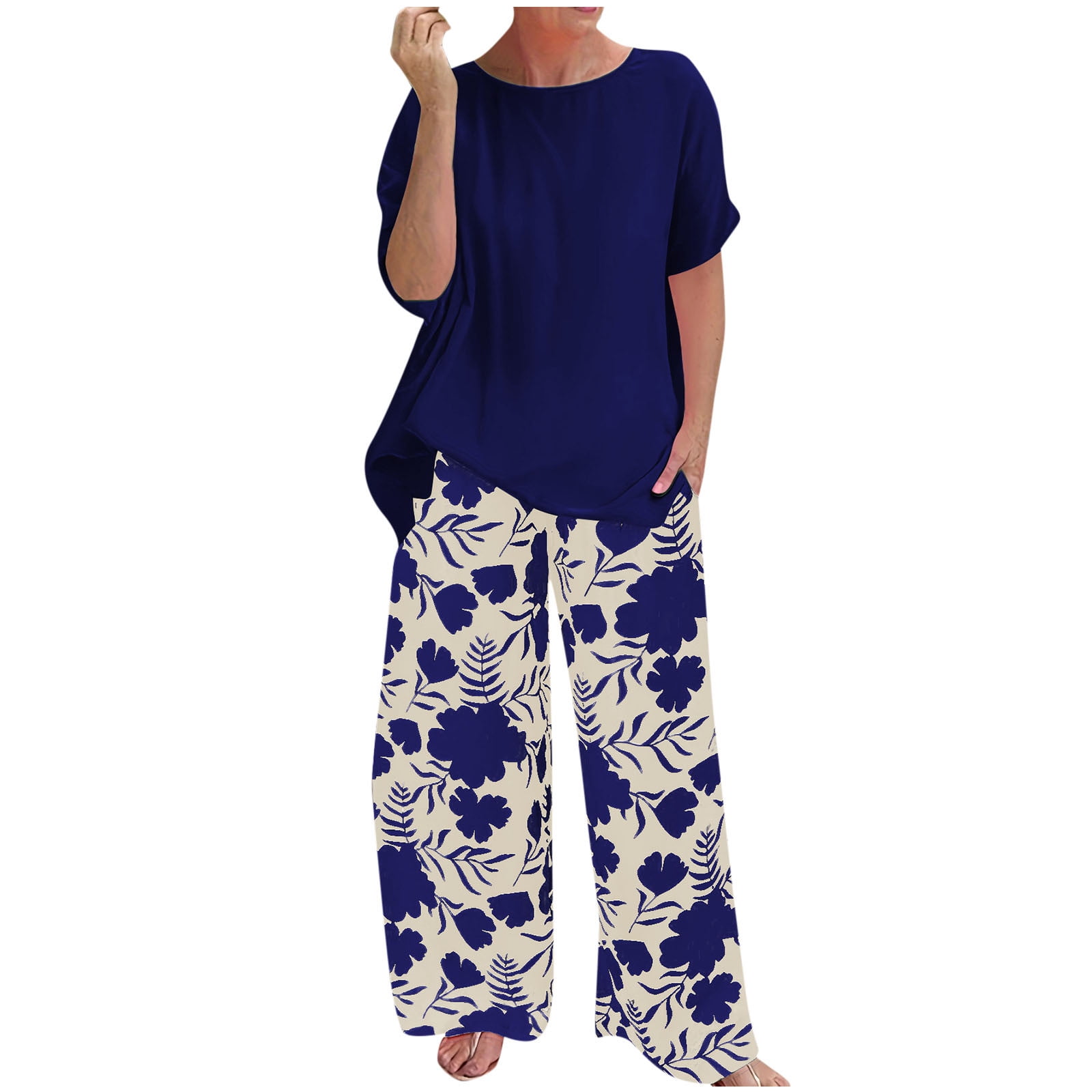 Ankola Womens Plus Size Two Piece Set Trendy Crew Neck Short Sleeve Top ...